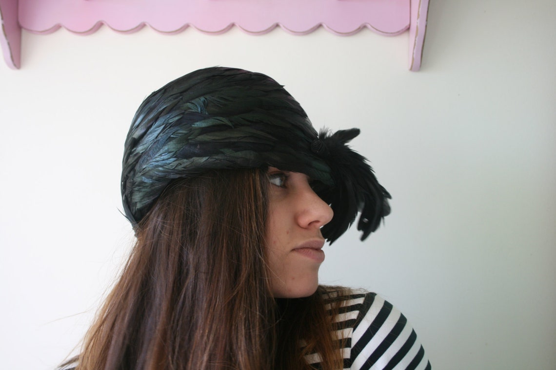 Vintage Mid Century Hat...feathered Hat. Church. Wedding. | Etsy