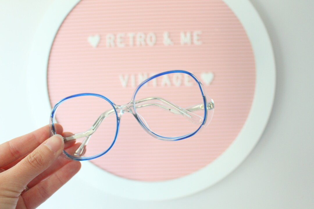 Vintage 1970s Blue Eyeglass Frames: Oversized Mod Style - Etsy