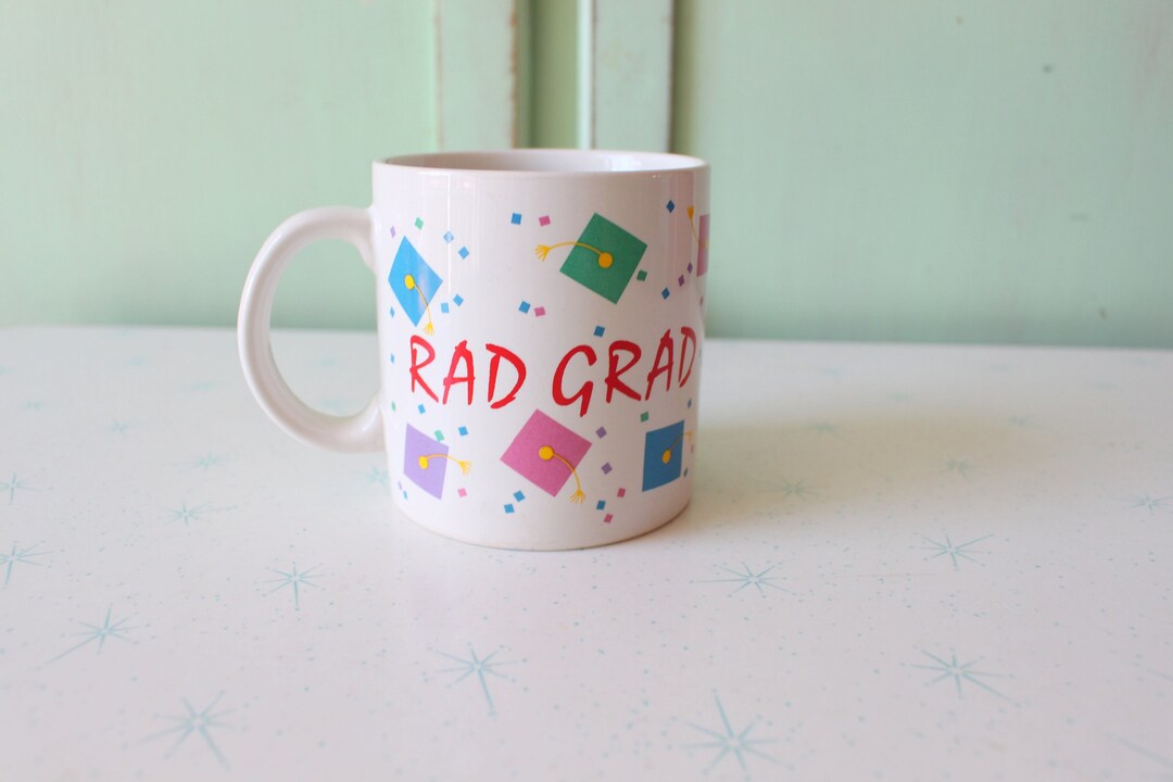 1987 Vintage RAD GRAD Mug..graduate. Coffee. Tea. Colorful ...