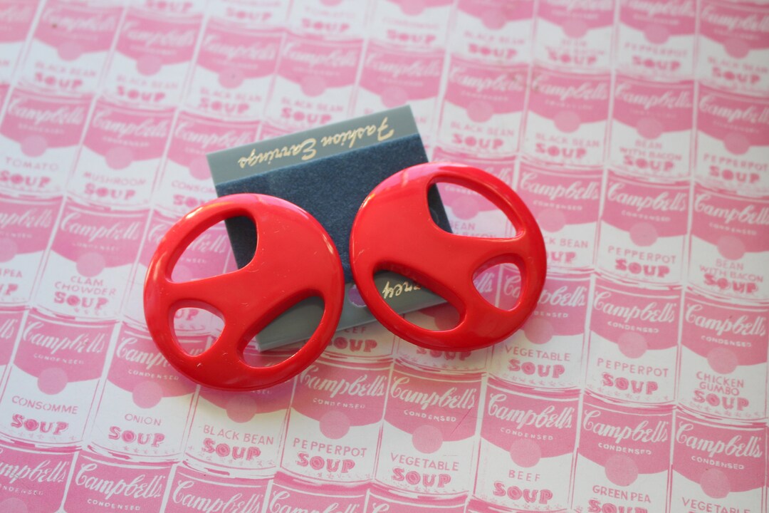1980s Red Kitsch Earrings: Big Glam Retro Costume Jewelry - Etsy