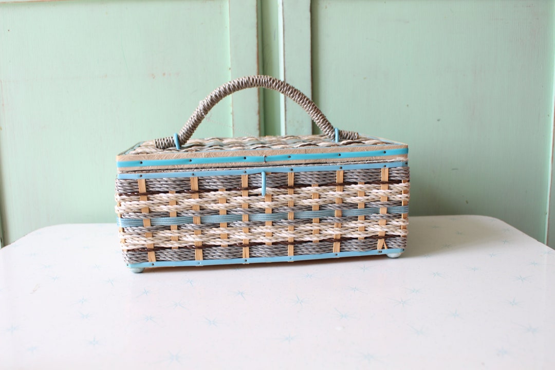 1960s Floral Wicker Sewing Box.....threads. Sewing. Craft. Groovy ...