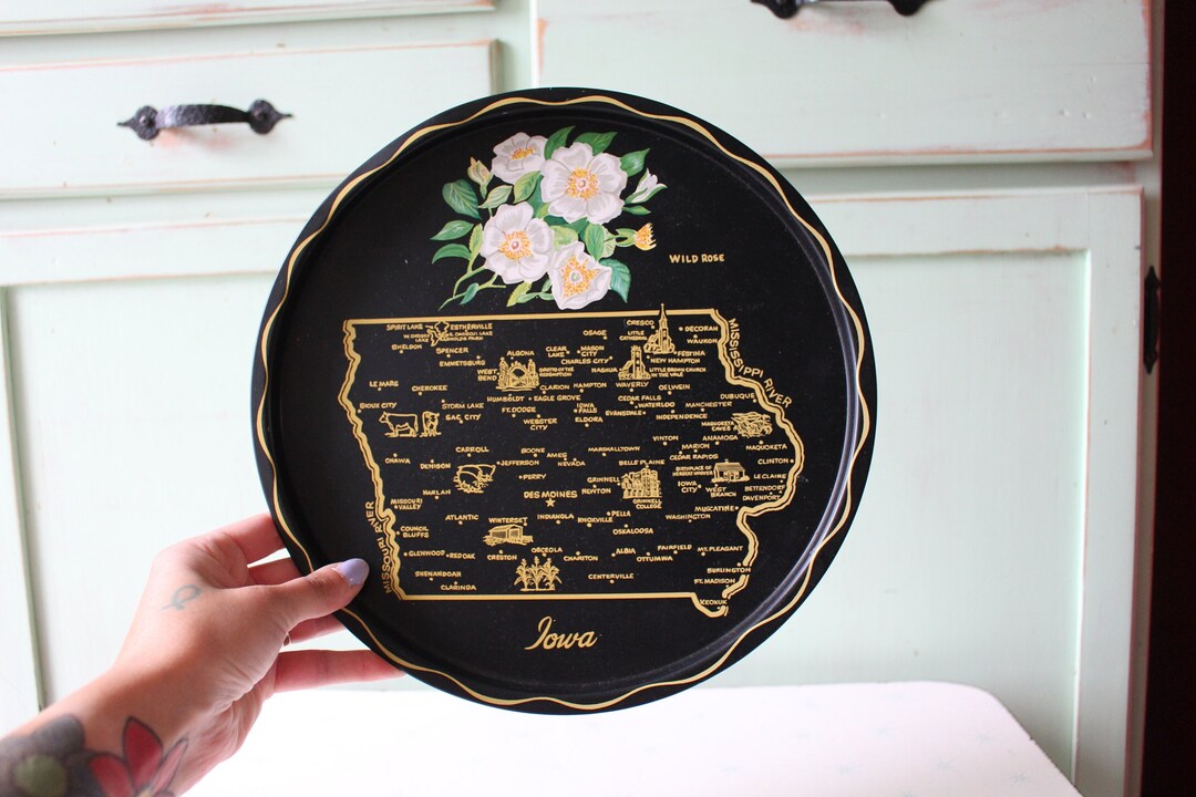 Vintage IOWA State Collectible Plate.....tin Plate. Historical. Collect ...
