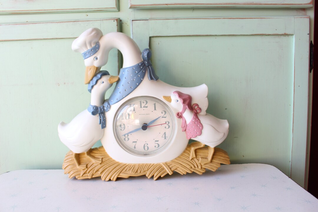 Vintage DUCK Wall Art Picture House CLOCK Decor.....kitsch. 80s Home ...