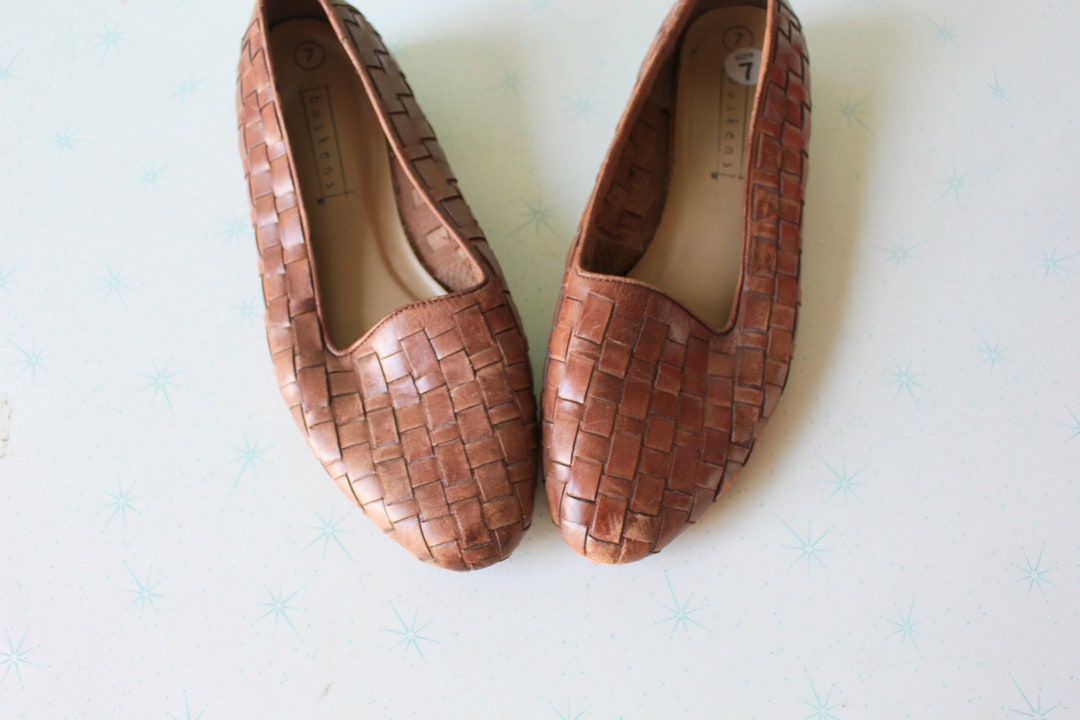 Vintage 1980s Leather Loafer Sandals.....size 7 Womens....shoes ...