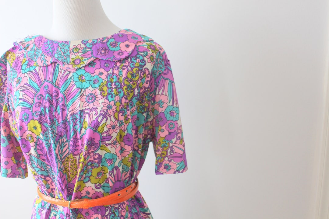 Vintage MOD FLOWER Shift Robe ... taille moyenne grandes femmes... Robe ...