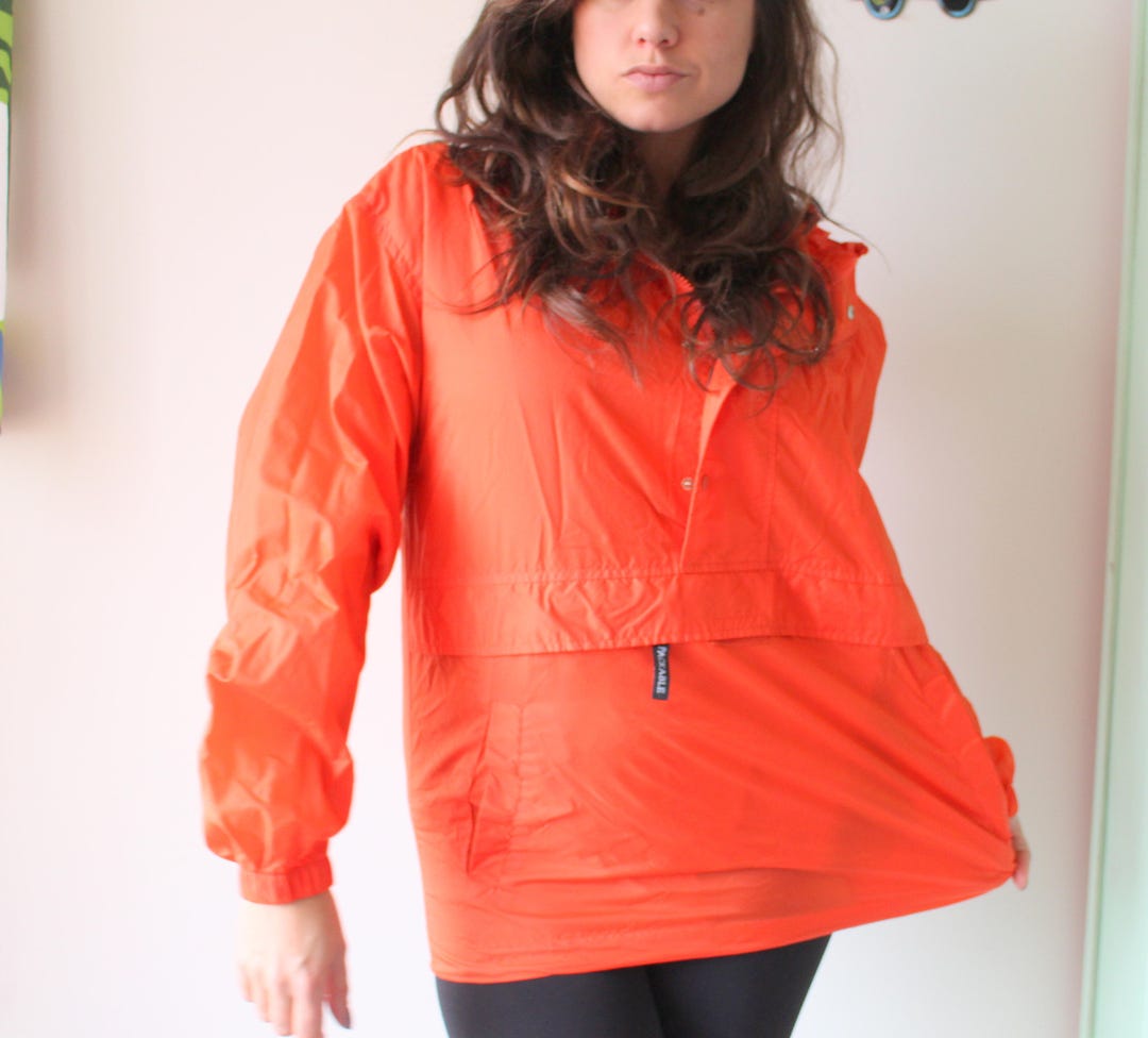 1980s Orange Nylon Hooded Jacket: Retro Swishy Unisex Windbreaker - Etsy