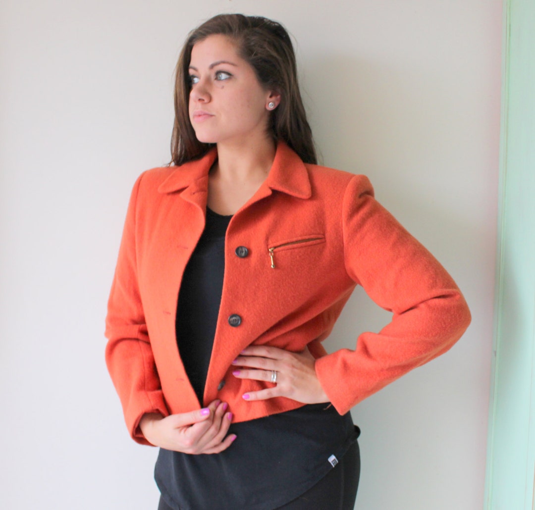 Vintage Burnt Orange Wool Blend Jacket - Small Womens - Etsy