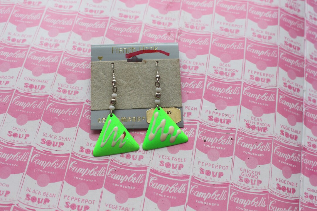 1980s Neon Triangle Dangle Earrings: Geometric Costume Jewelry - Etsy