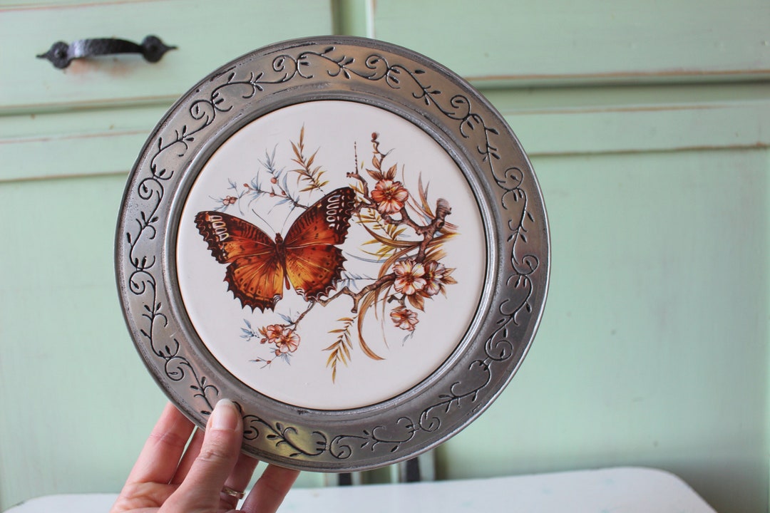 1960s Atomic Butterfly Plate: Retro Kitsch Kitchen Decor Metal Trivet ...