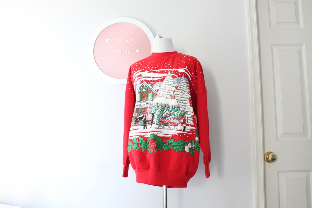 Vintage 80s Christmas Sweater: Land & Sea Holiday Scene - Etsy