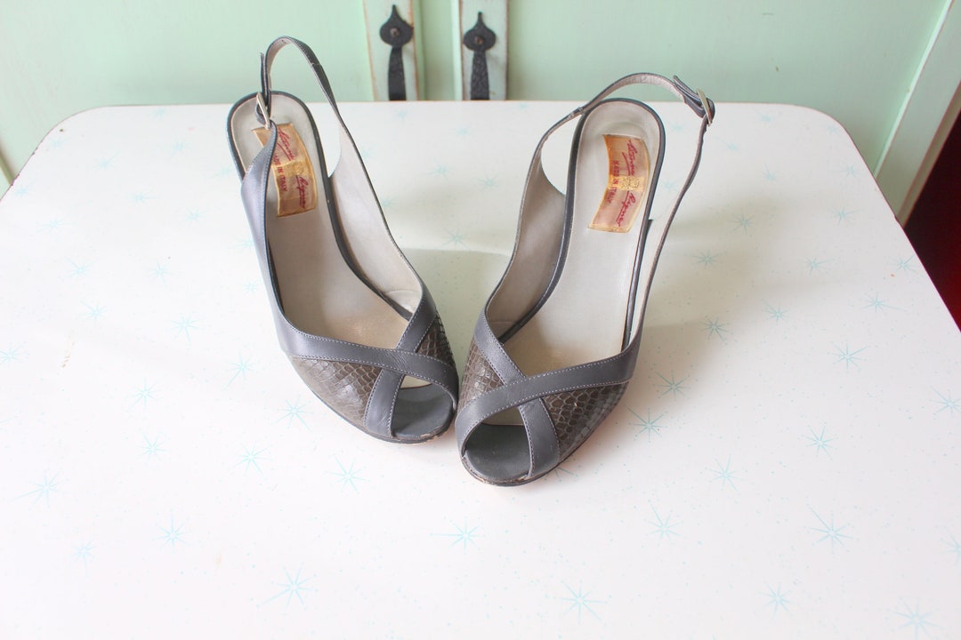 1960s Gray Peep Toe Heels - Mod Slingback Pumps - Size 6/7 - Etsy
