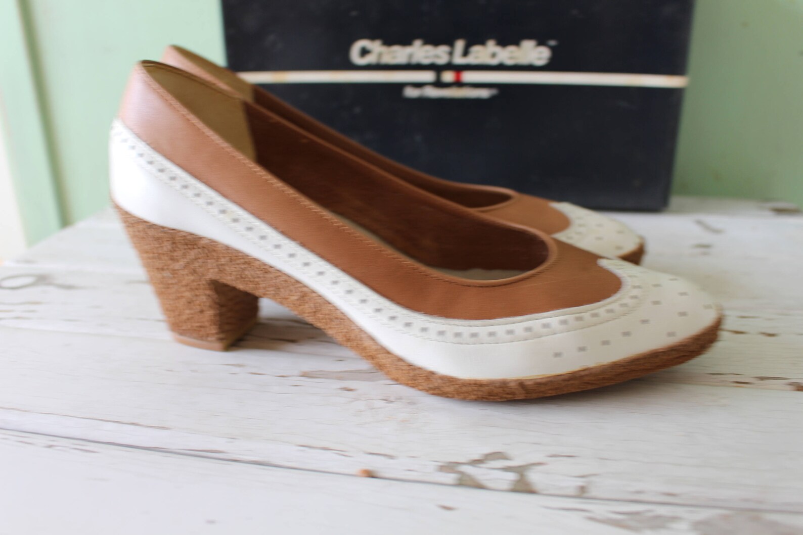 1960s GENUINE LEATHER Two Toned Classic Heels...retro. Pumps. - Etsy