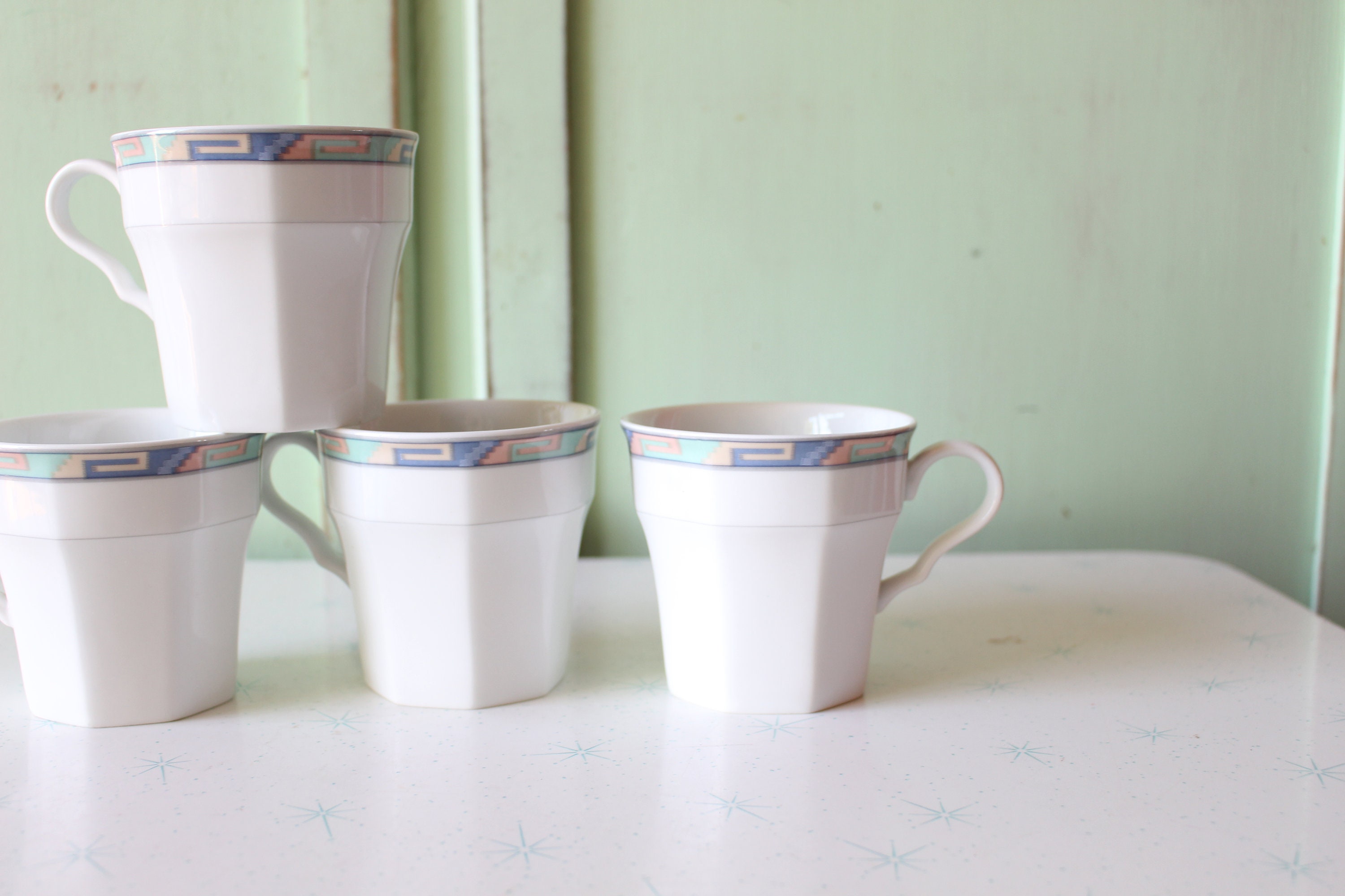 1980s Vintage RETRO Coffee Mug Set of 4...retro mugs. set. | Etsy