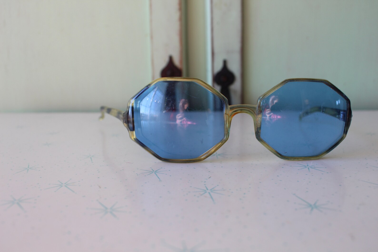 1960s 70s Vintage MOD DISCO Sunglasses...hexagon. Oversized. - Etsy