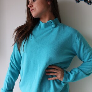 1980s SKY BLUE Pullover Sweater..hand Knit. Colorful. Bright. Retro ...