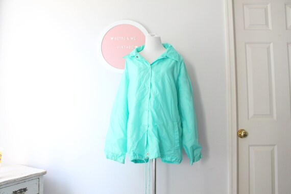 1970s HIPSTER Mint Unisex Rain Jacket...colorful. bri… - Gem