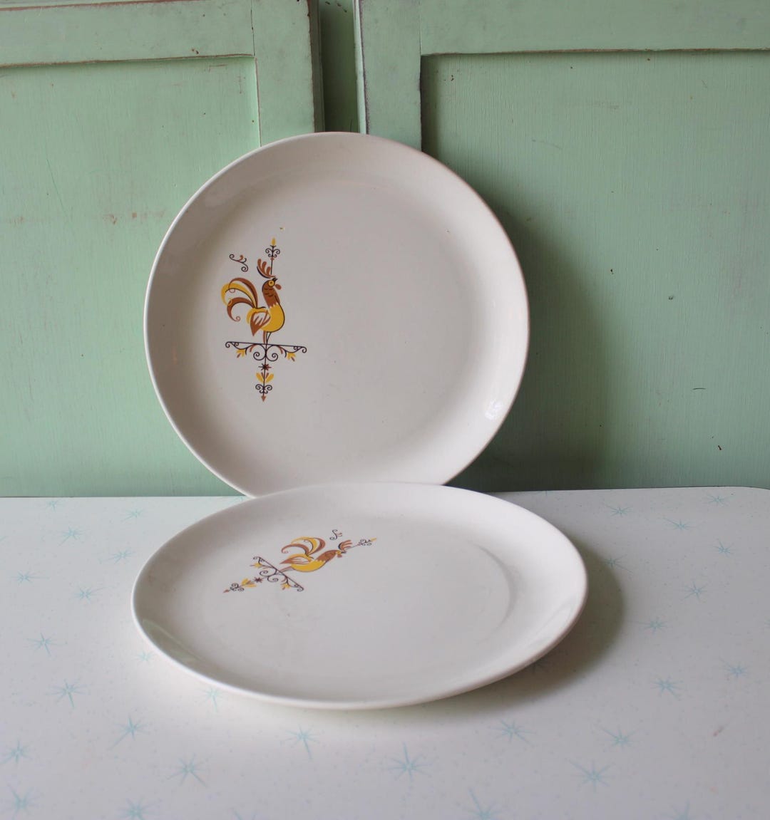 Vintage 1960s Mid Century Hen Plate Set...retro Housewares. Dinner ...