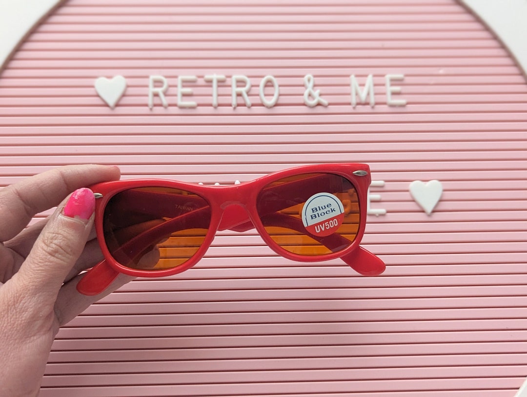 1980s RED Blue Blocker UV Sunglasses....retro. Shades. Sunglasses ...