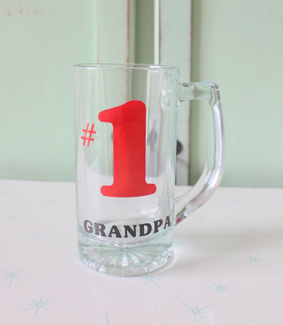 1980s Vintage No 1 Grandpa Mug....glass Mug. Retro Housewares. Kitsch ...
