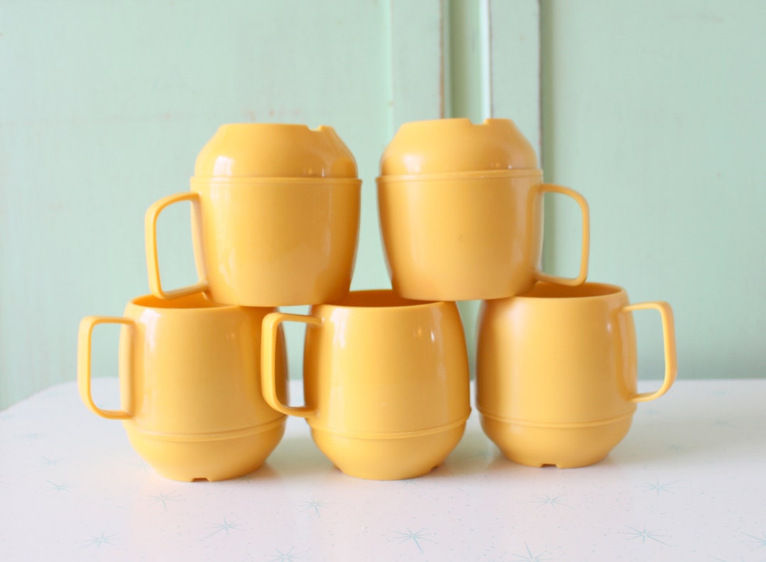 Vintage MUSTARD Yellow Mug Cup Set..vintage Home. Set. Cups. Kawaii ...