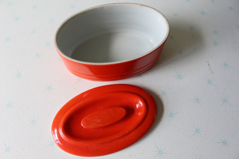 Vintage Atomic Orange Ceramic Jar With Lid - Etsy