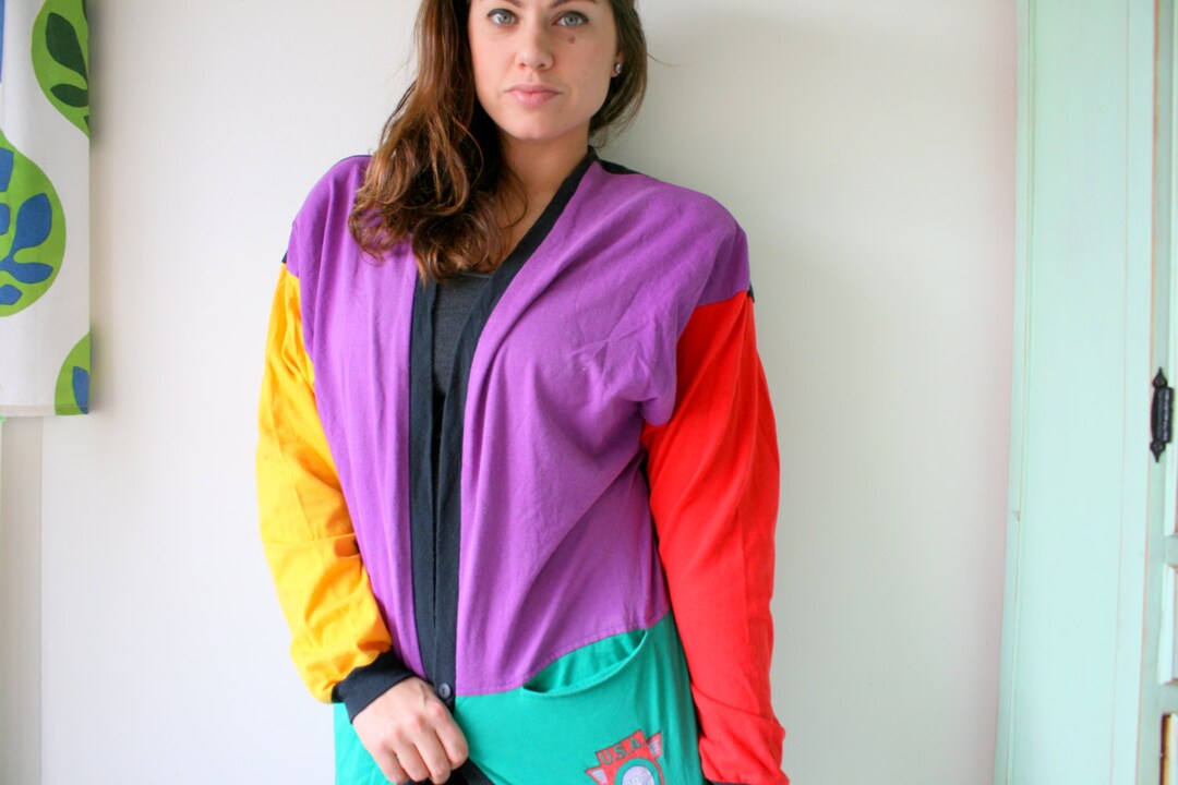Vintage RAINBOW Primary Colors Jacket...one Size. Cotton. Hipster. Gogo ...