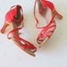 Vintage RED FANCY Peep Toe Heels..size 8 8.5 Womens...wedges. Pumps ...
