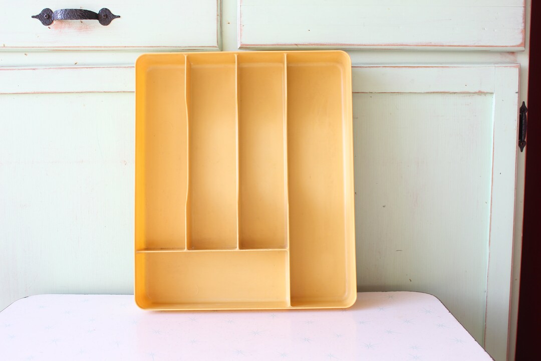 1960s 1970s Vintage RETRO Mustard Yellow Tray..utensils. Vintage Home ...