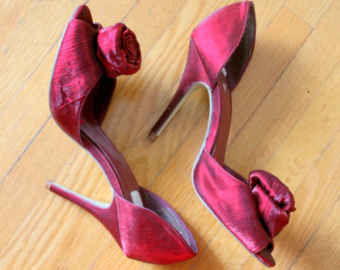 1950s WINE RED Dorothy Bow Heels.....size 6 Women.....high - Etsy