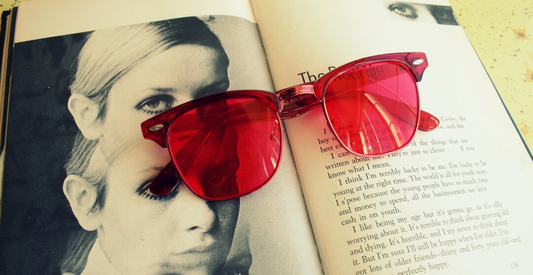 1990s Red Hip Unisex Red Lens Sunglasses...retro. Colorful Shades ...