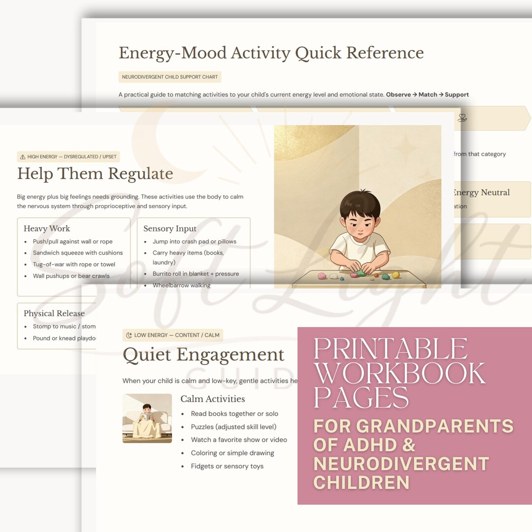 Energy Mood Activity Chart for Neurodivergent Kids | Autism Regulation ...