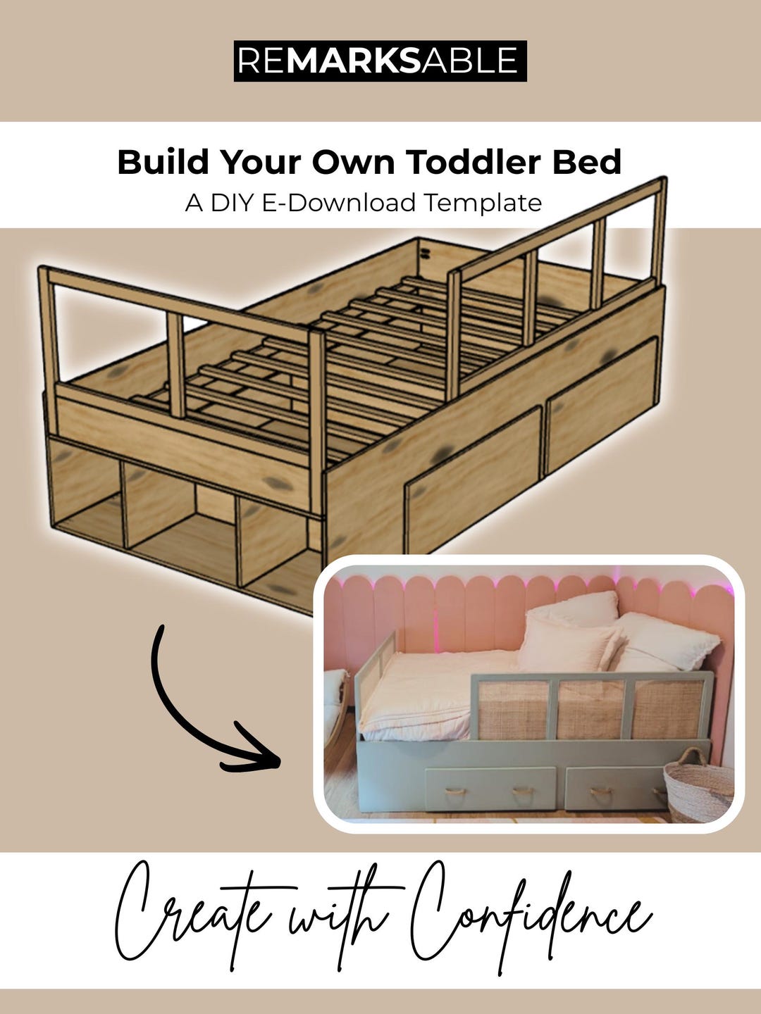 Plans de lit pour tout-petit bricolage avec rangement | Lit simple ...