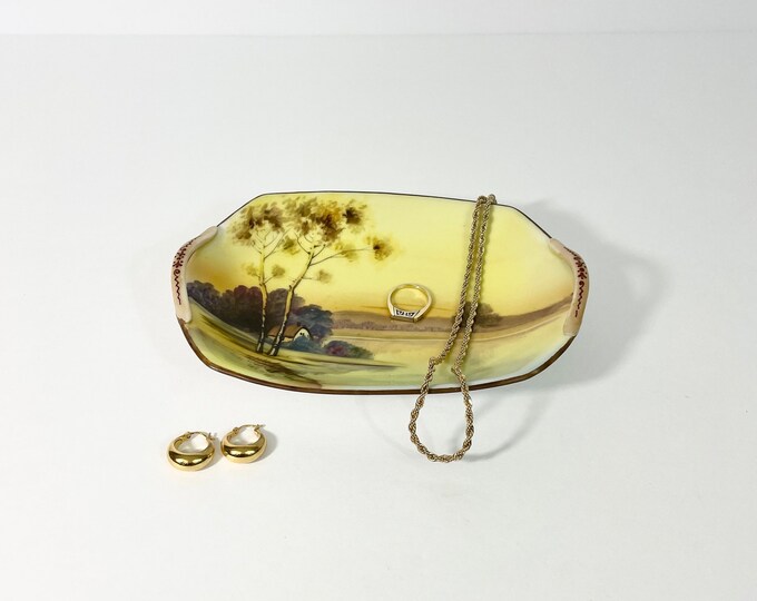 Antique 1920s Nippon Hand Painted Porcelain Dish // Lake Landscape ...