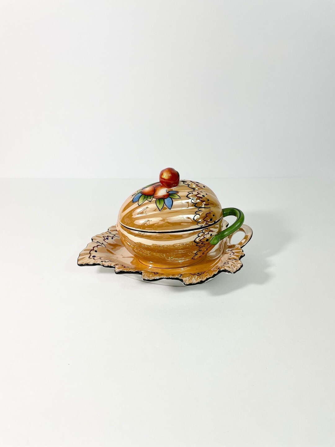 Antique Noritake Lusterware Berry Serving Dish and Plate // Condiment ...