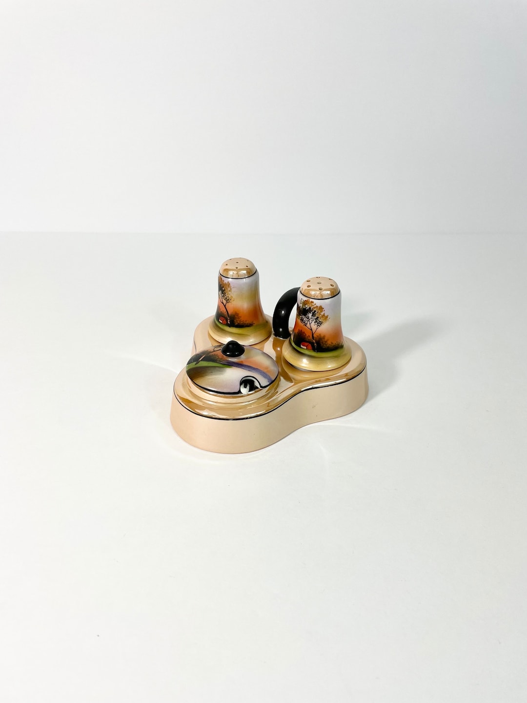 Antique Noritake Lusterware Salt, Pepper & Condiment Set // Condiment ...
