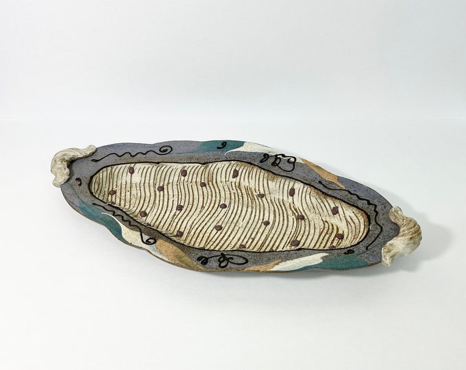 Vintage Cunningham Pottery Platter // Whimsical Wall Decor // Abstract ...