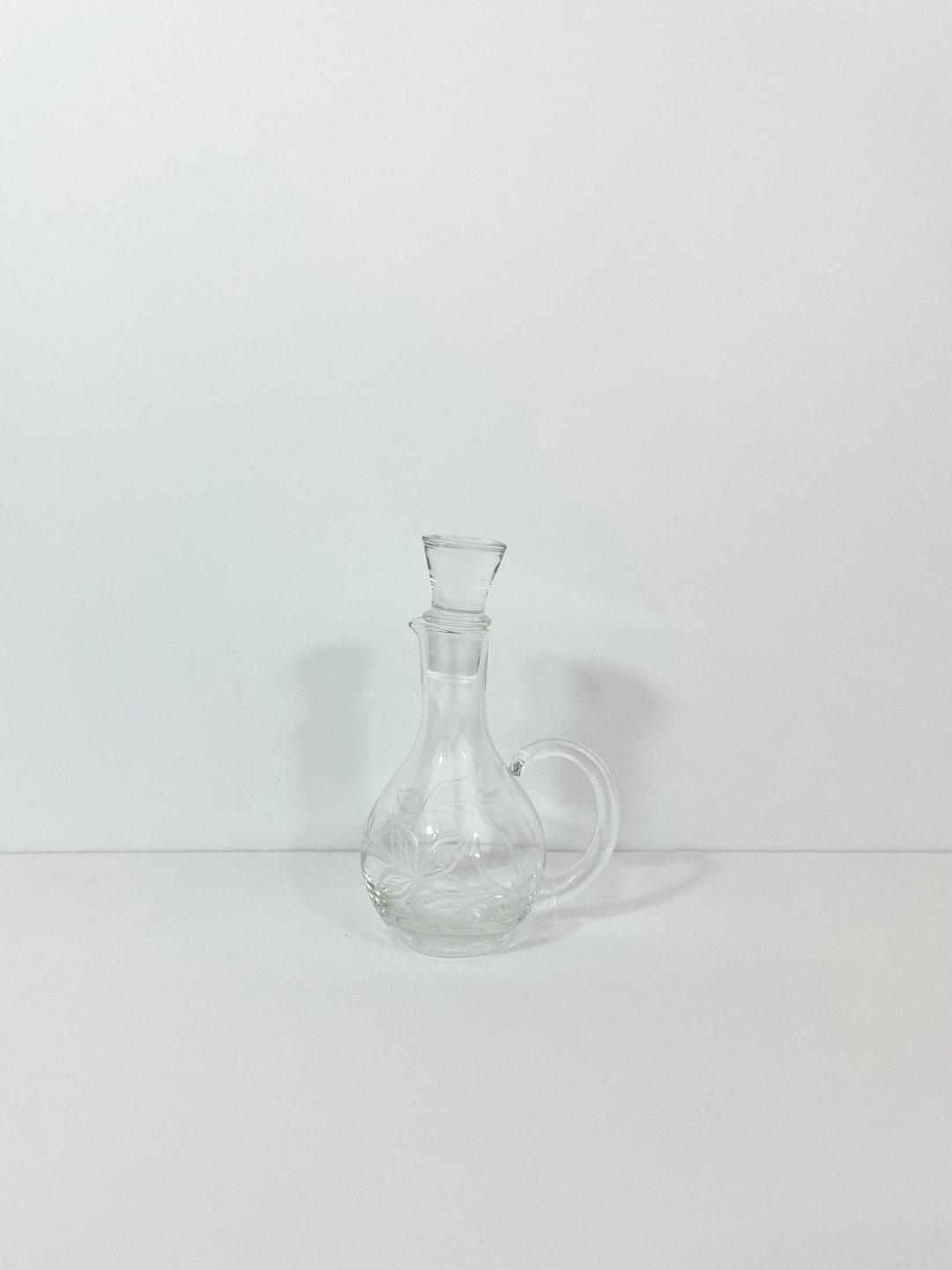 Vintage Small Etched Glass Cruet // Decanter With Stopper // Small ...