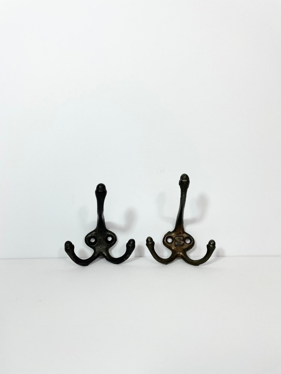 Vintage Rustic Steel Coat Hooks // Wall Mounted Farmhouse Decor ...