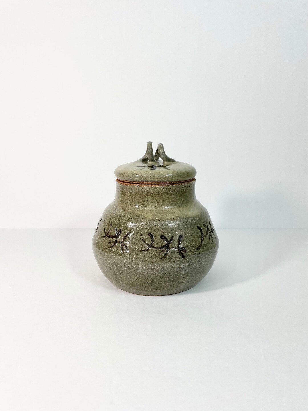 Vintage 7" Neutral Handmade Studio Pottery Lidded Canister ...