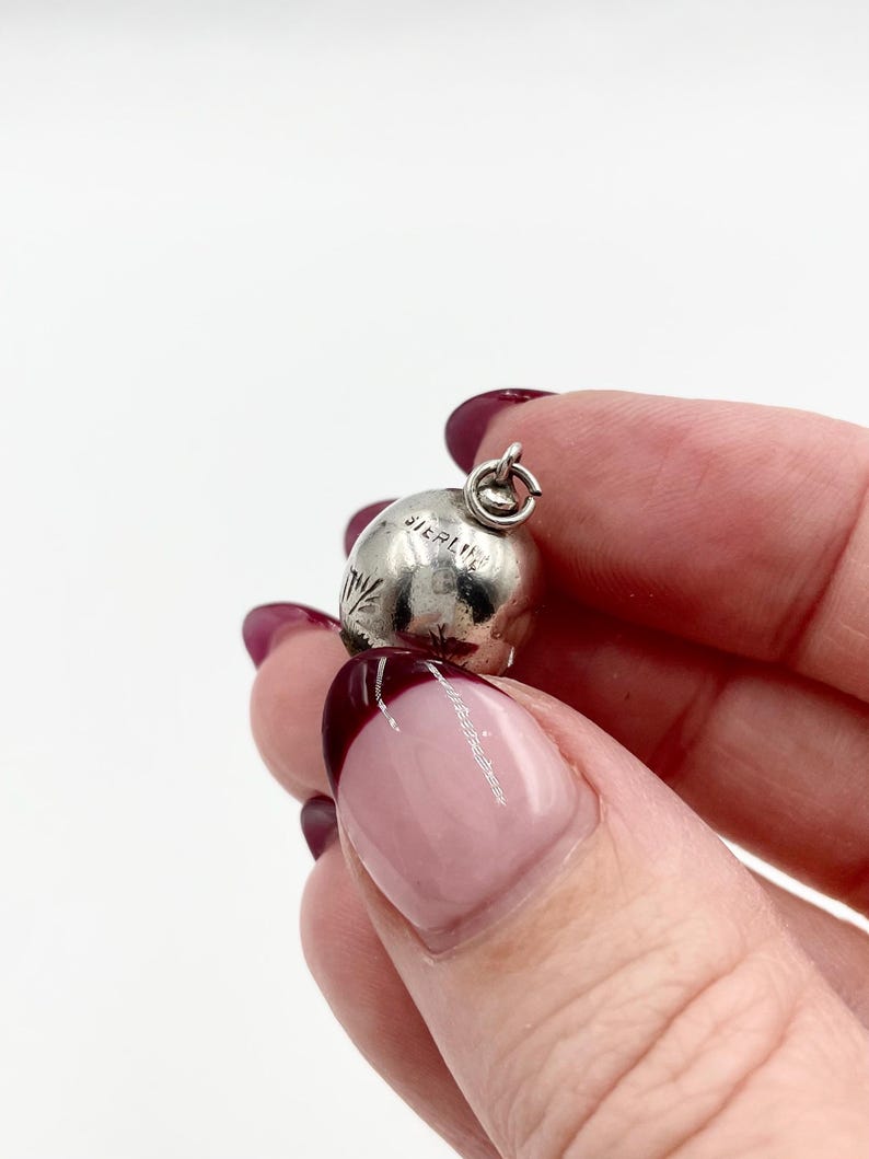 Antique Victorian Sterling Silver Moss Agate Stone-set Ball Pendant ...