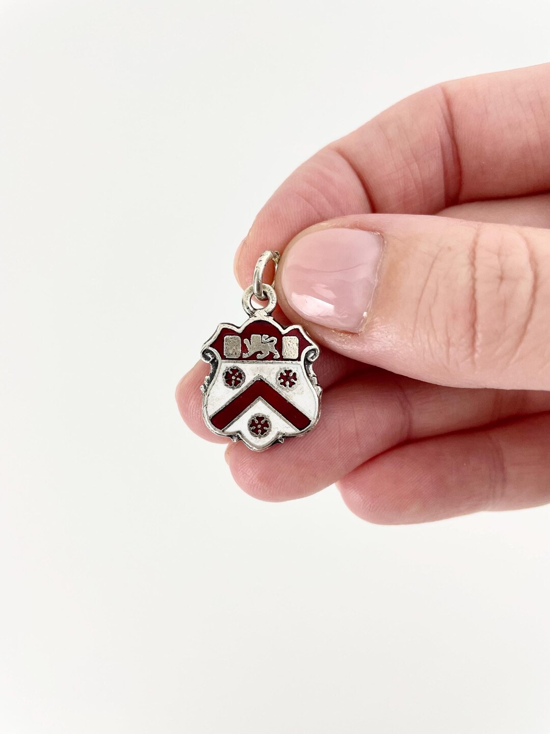Vintage Sterling Silver and Enamel Crest Charm Pendant // Shield Travel ...
