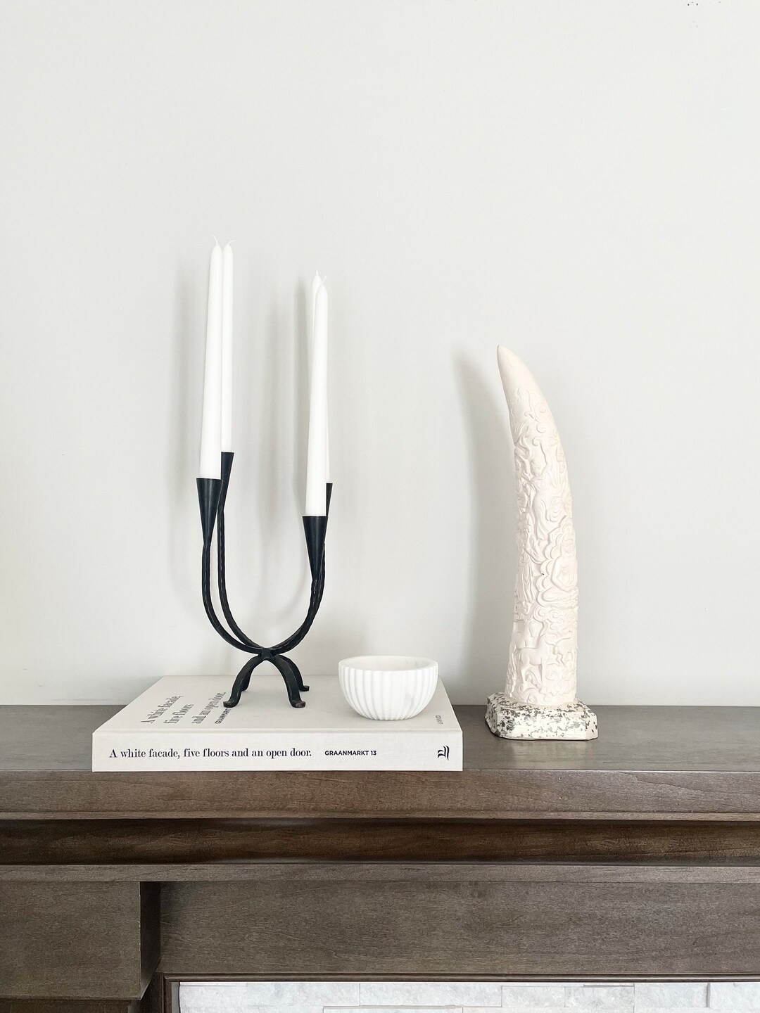 Vintage Plaster Faux Carved Elephant Tusk // Decorative Buddha Design ...