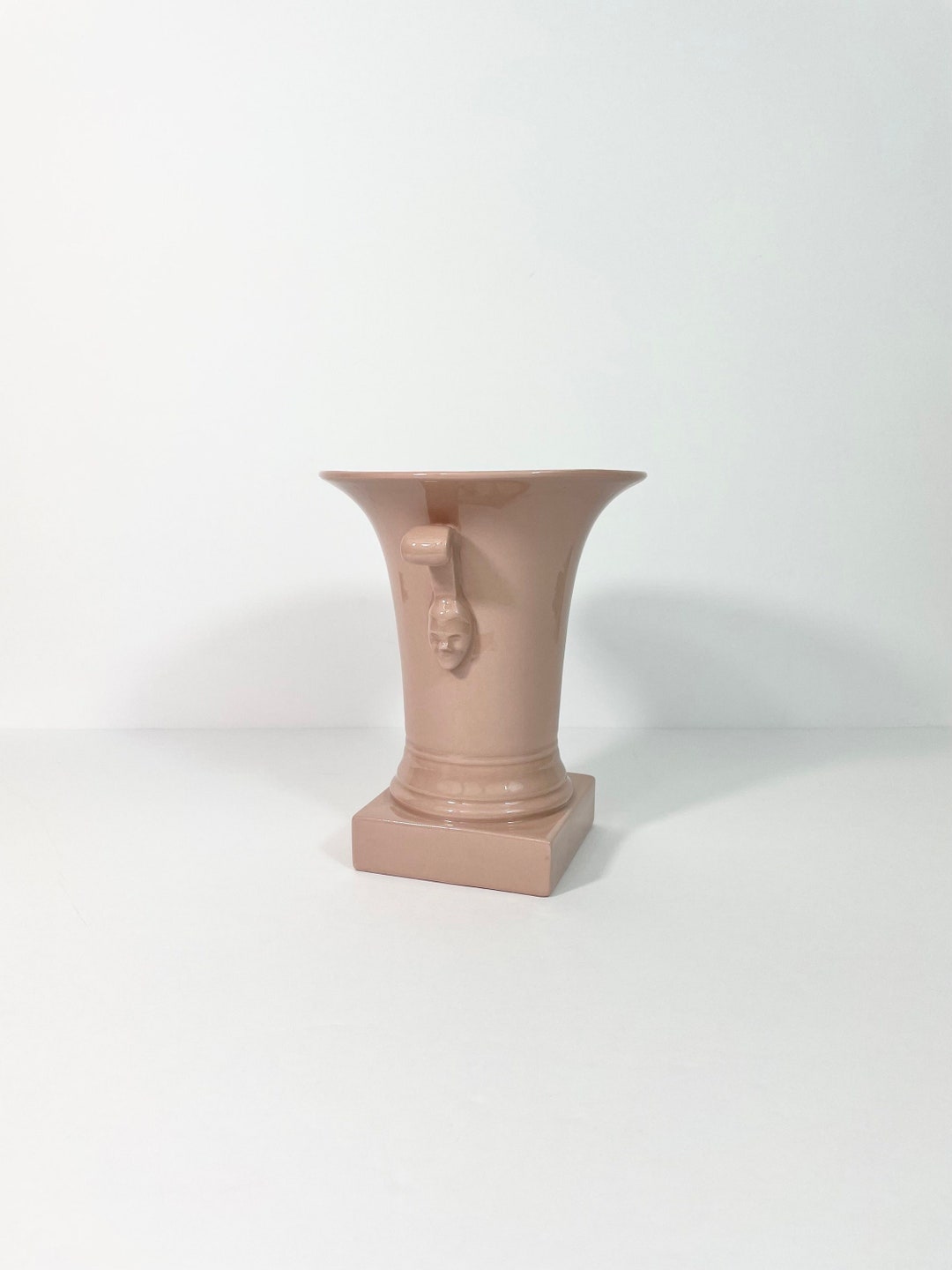 Vintage 7 Art Deco Pink Urn Vase // Pedestal Urn // Decorative Vase ...