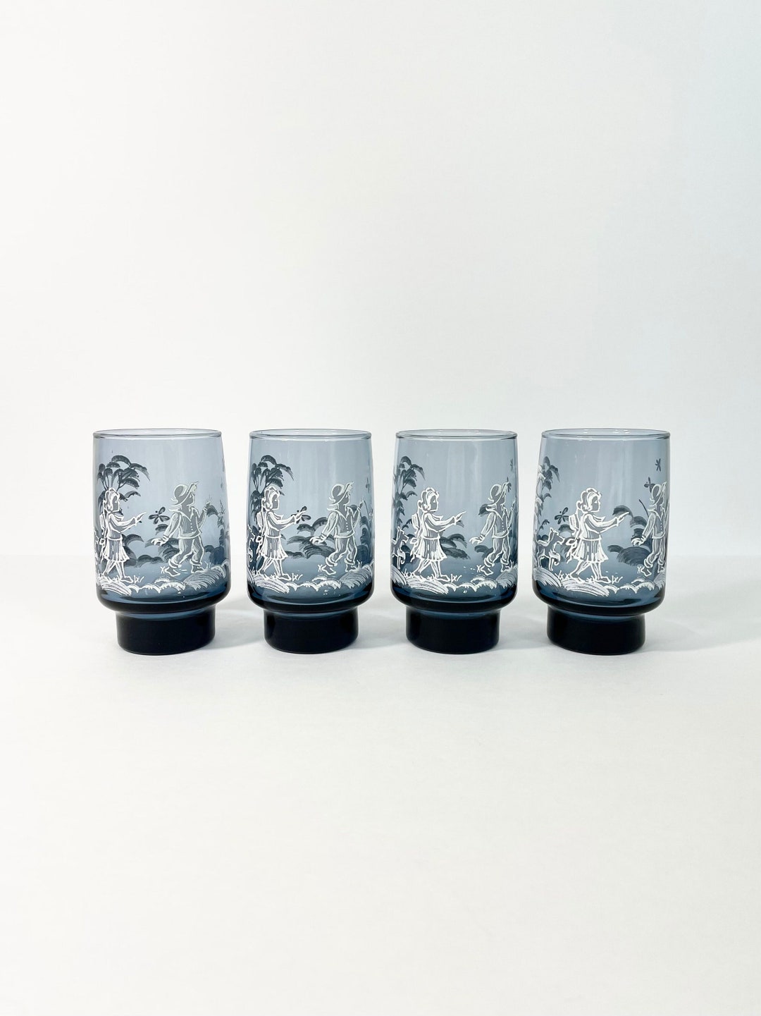 Vintage Set of 4.75" Libbey Mary Gregory Design Drinking Glasses ...