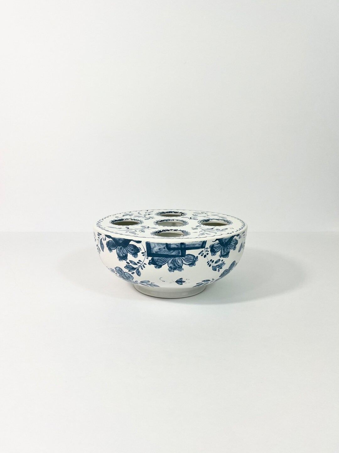 Vintage Mottahedeh Ceramic Floral Frog Bowl // Crocus Bowl // Bulb ...