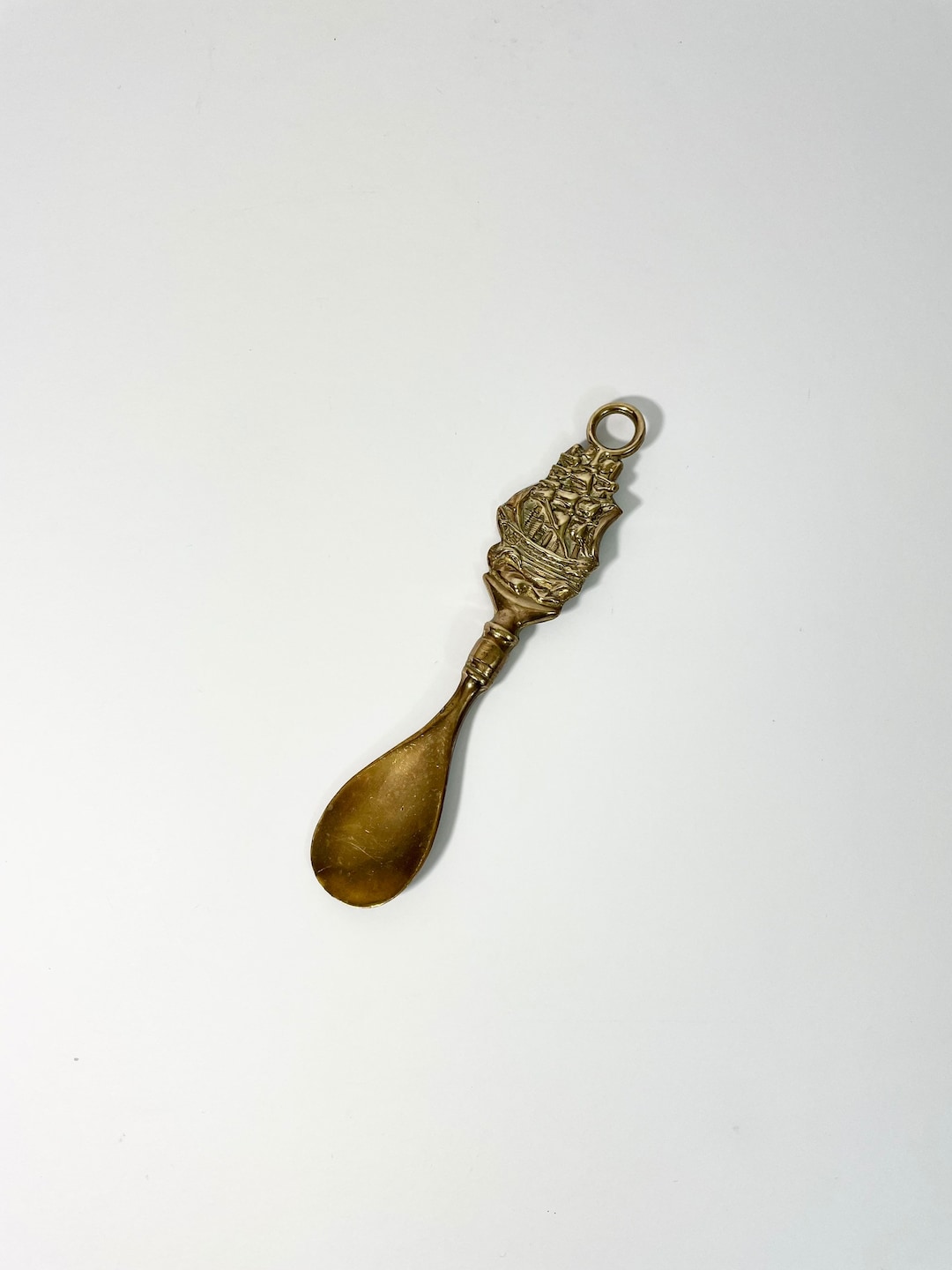 Vintage Brass Sailing Ship Spoon // Small Shoe Horn // Ornamental Spoon ...