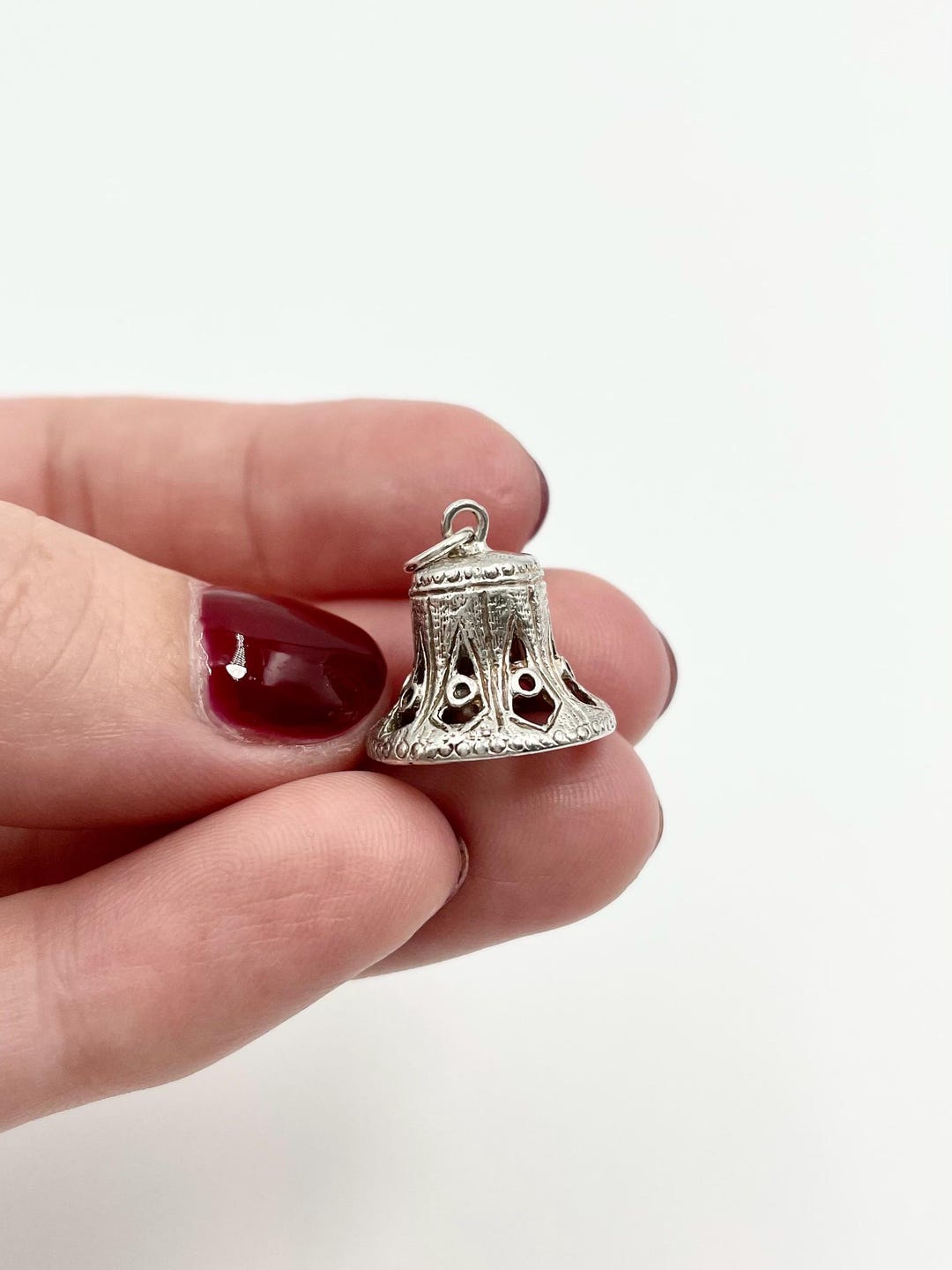 Vintage Sterling Silver Bell Charm // Mini Silver Bell Pendant ...