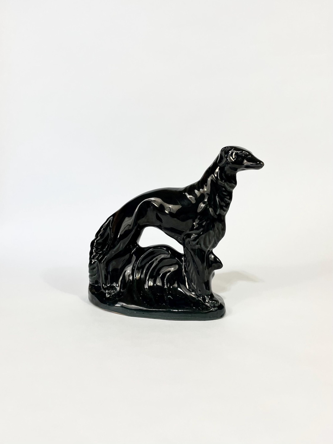 Vintage Rosemeade Pottery Black Wolfhound Figurine // Borzoi Dog ...