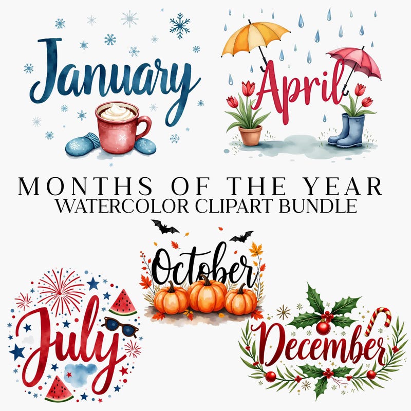 Seasonal Calendar Clipart - Etsy
