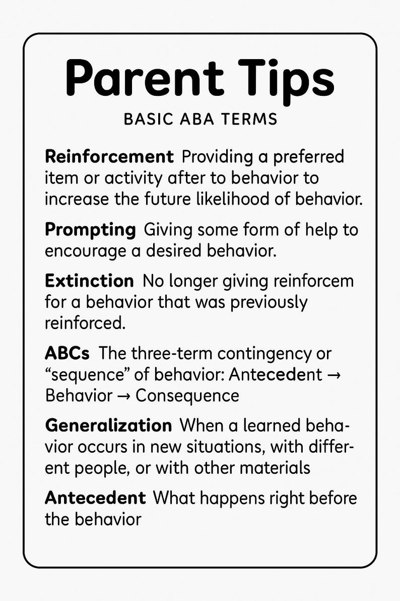 ABA Parent Starter Kit: Printable Behavior Tools for Autism Support ...
